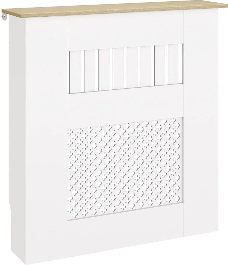 HOMCOM kryt radiátoru 78 x 19 x 81 cm, kryt radiátoru, moderní lamelový a voštinový design, bílá