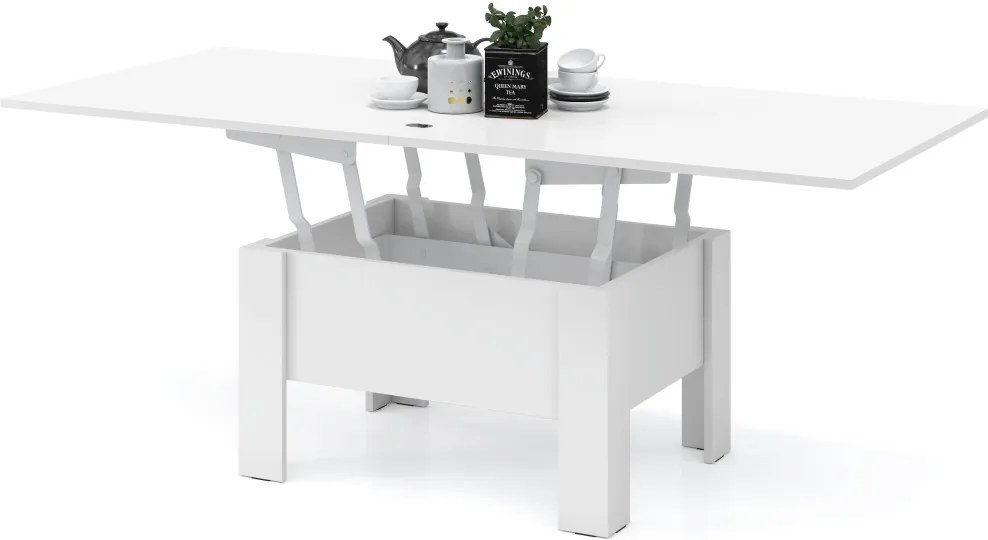 Mazzoni OSLO bílé barvy, rozkládací, zvedací konferenční stůl, stolek