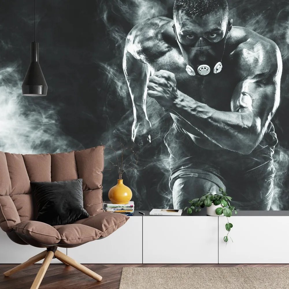 Fototapeta Atletický Běžící Muž V Masce Strukturální vinyl 135x90