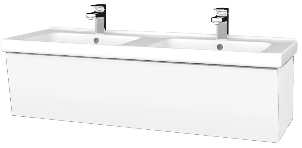 Dřevojas Koupelnová skříň INVENCE SZZ 125 (dvojumyvadlo Harmonia) Varianta: L01 Bílá vysoký lesk / D16 Beton tmavý