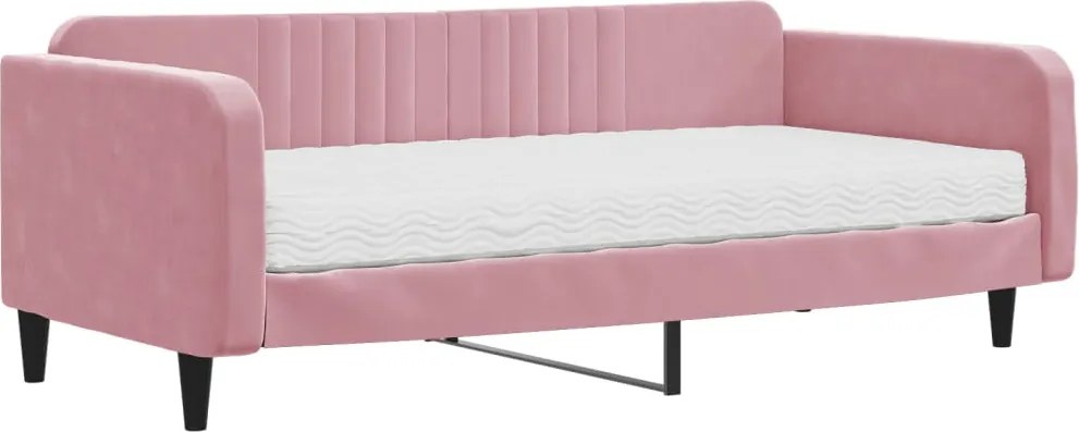 Válenda s matrací růžová 100 x 200 cm samet 3197049