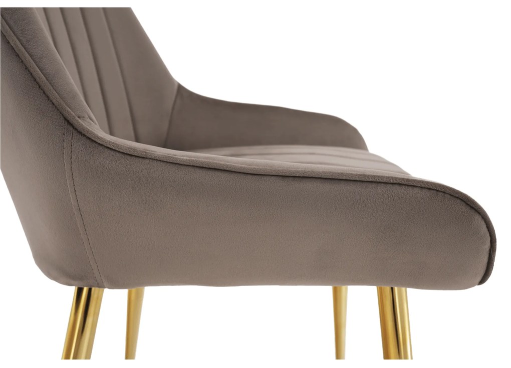 Jídelní židle LUXURY - látka Velvet, zlatý chrom / šedohnědá Taupe