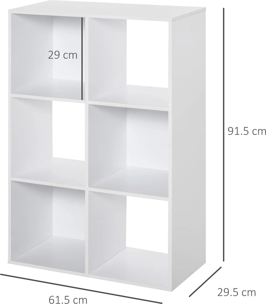 HOMCOM Knihovna Cube s 6 policemi, Organizér pro úložný prostor v rustikálním designu, Moderní dřevěná knihovna pro dětský pokoj, pracovnu, kancelář,…