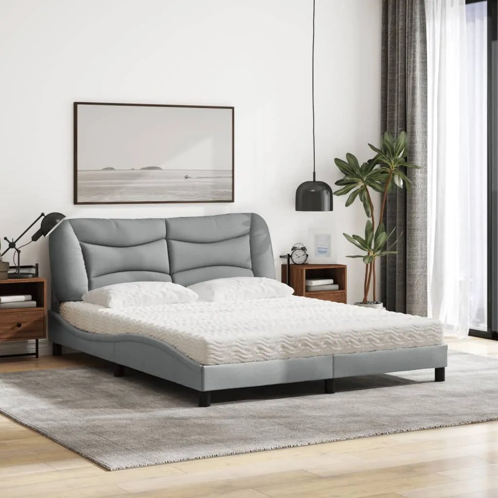 Postel s matrací Hvar světle šedá 160 x 200 cm textil 3208541