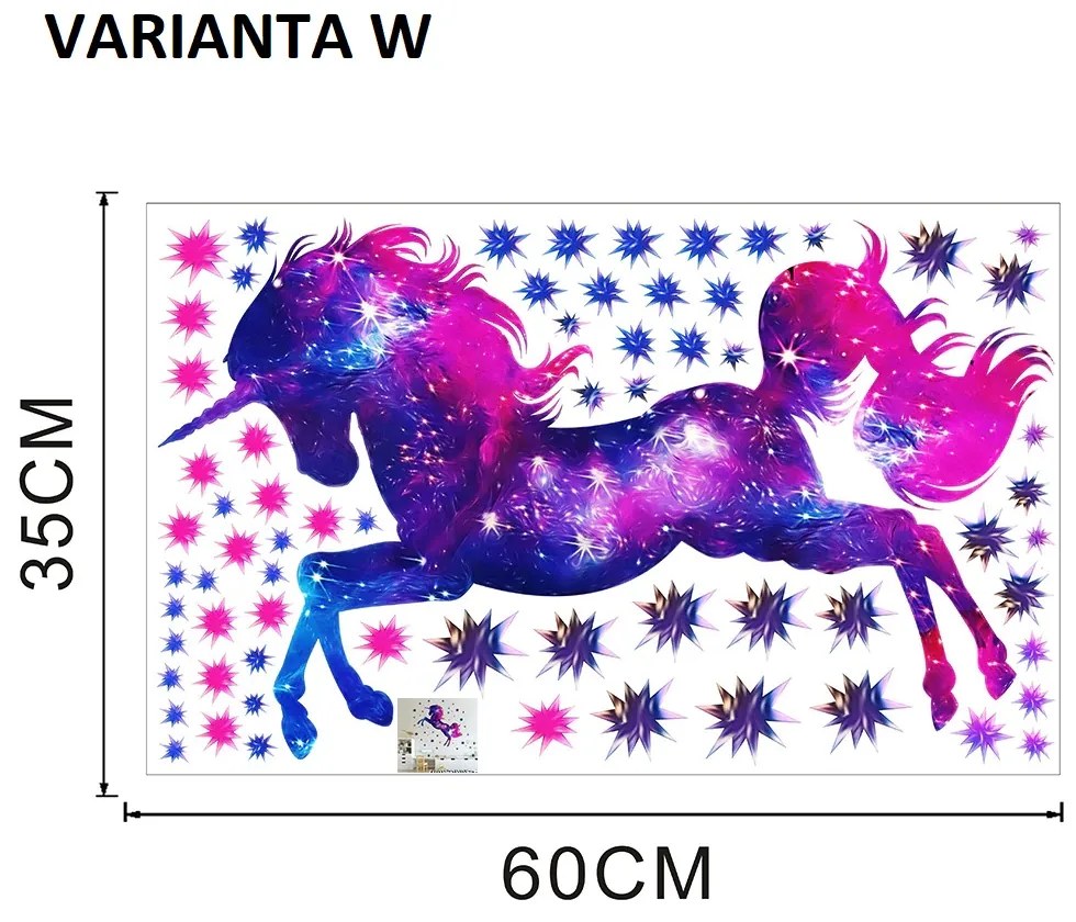 Samolepky na zeď - jednorožci, více variant Varianta: Varianta W