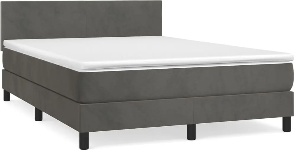 Box spring postel s matrací tmavě šedý 140 x 190 cm samet 3141180