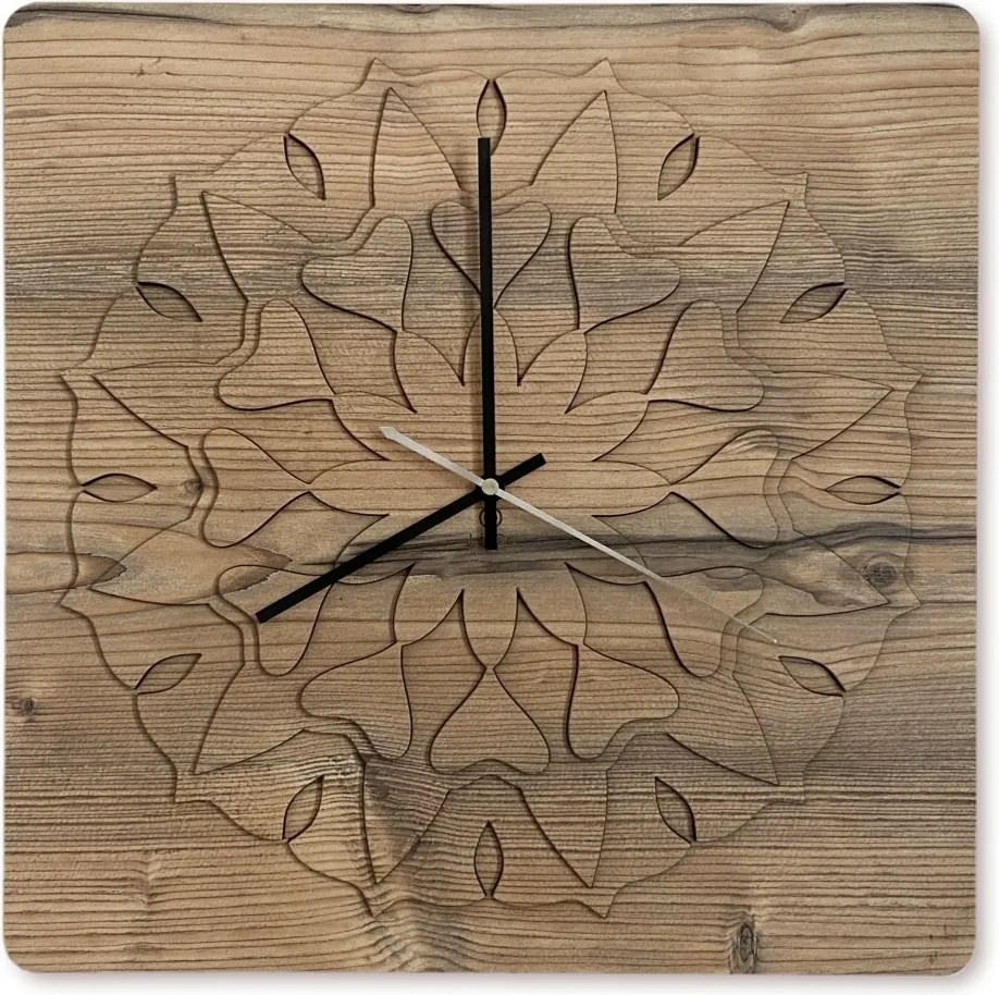 "Mandala" Dřevěné hodiny 40x40 cm provedení povrchu: černá s patinou