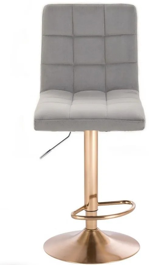 LuxuryForm DESIGN Barová židle TOLEDO VELUR na zlaté kulaté podstavě - světle šedá