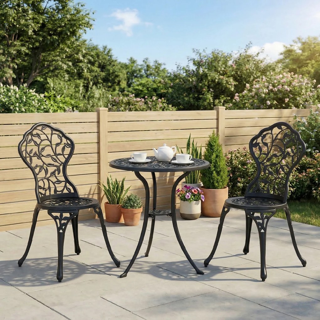 Outsunny Bistro set pro 2 osoby Balkonový nábytek set bistro stůl se 2 židlemi černý