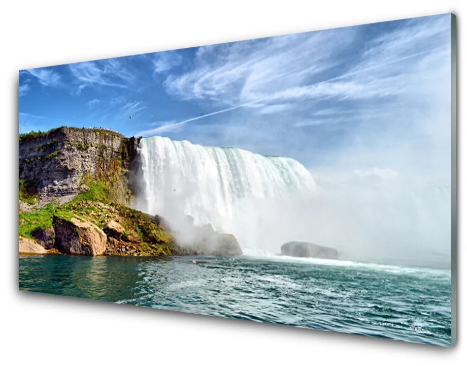 Obraz na skle Vodopád Moře Příroda 140x70 cm