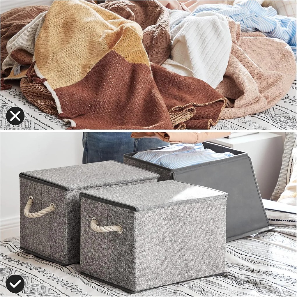 Sada 3 ks úložných boxů Rafy šedá