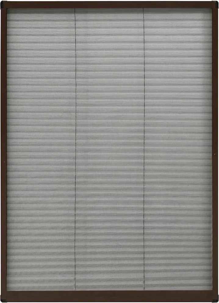 Plisovaná okenní síť proti hmyzu hliník hnědá 80 x 120 cm 148655