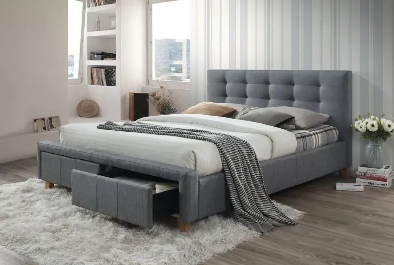 Casarredo Čalouněná postel ASCOT 160x200 šedá