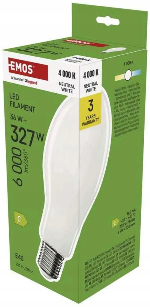 Emos Led žárovka Filament ED90 E40 36 W (327 W) 6 000 lm neutrální