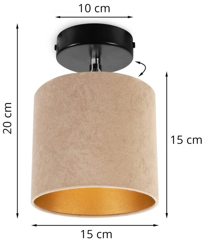 Stropní svítidlo MEDIOLAN, 1x béžové/zlaté textilní stínítko, (výběr ze 2 barev konstrukce - možnost polohování)