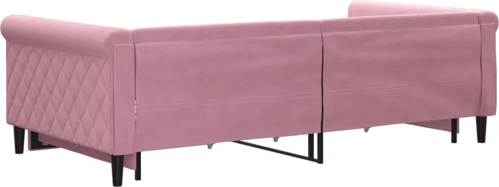 Válenda s přistýlkou a zásuvkami růžová 100 x 200 cm samet 3197829