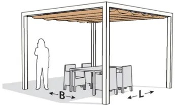 Platinum Volně stojící pergola se sluneční harmonikou Farba Harmoniky: Šedá, Farba Pergoly: Antracitová RAL 7016, Vonkajší rozmer Pergoly: 4,02 x 4,02 m