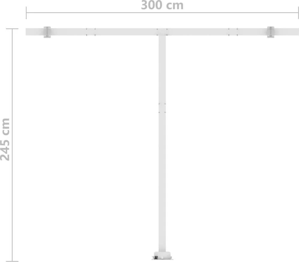 vidaXL Ručně zatahovací markýza s LED světlem 300 x 250 cm [3069505] Barva: krémová