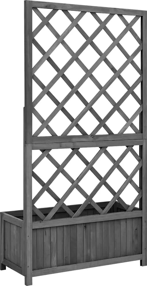 Květináč s mřížkou černý 70 x 30 x 135 cm masivní jedlové dřevo 316427