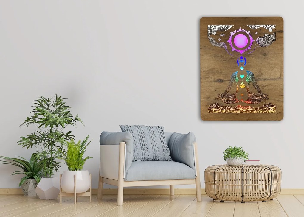 Li-Go "Čakry" světelný obraz 230V 70x90 cm provedení povrchu: bříza