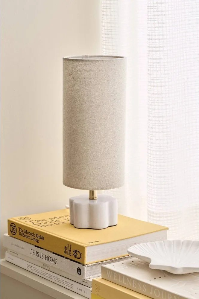 Bílá/béžová lněná stolní lampa (výška 33 cm) Joline – Ellos Home