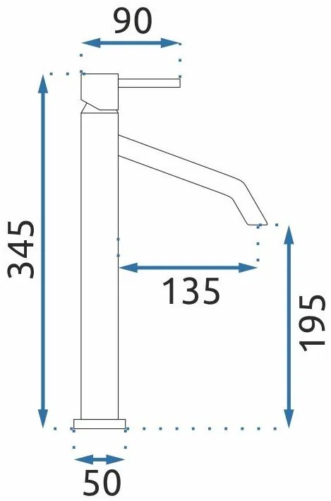 Rea Level, vysoká umyvadlová baterie h-345, zlatá matná, REA-B6217