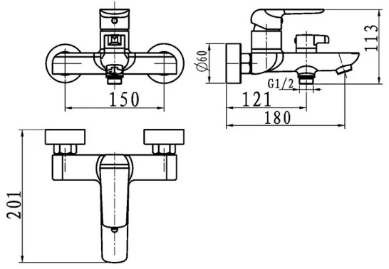 Novaservis - Vanová baterie NOBLESS TINA bílá