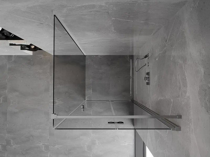 Mexen Mist-F T, 1-křídlý skládací sprchový kout pravý 110 x 110 cm, čiré sklo, chromový profil, 8A6T-110-110-01-00-P