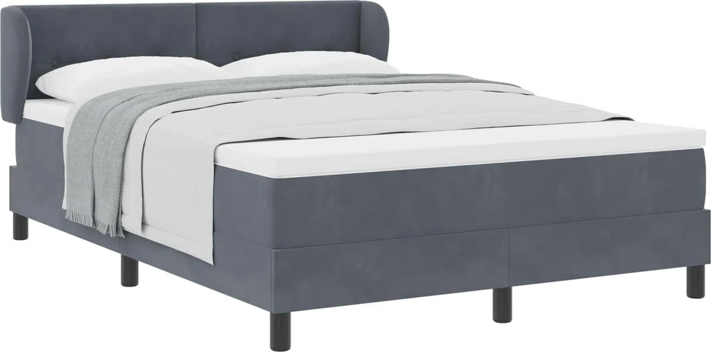 Postel s boxspringem s čelo Tmavě šedá 160 x 200 cm samet 3340395