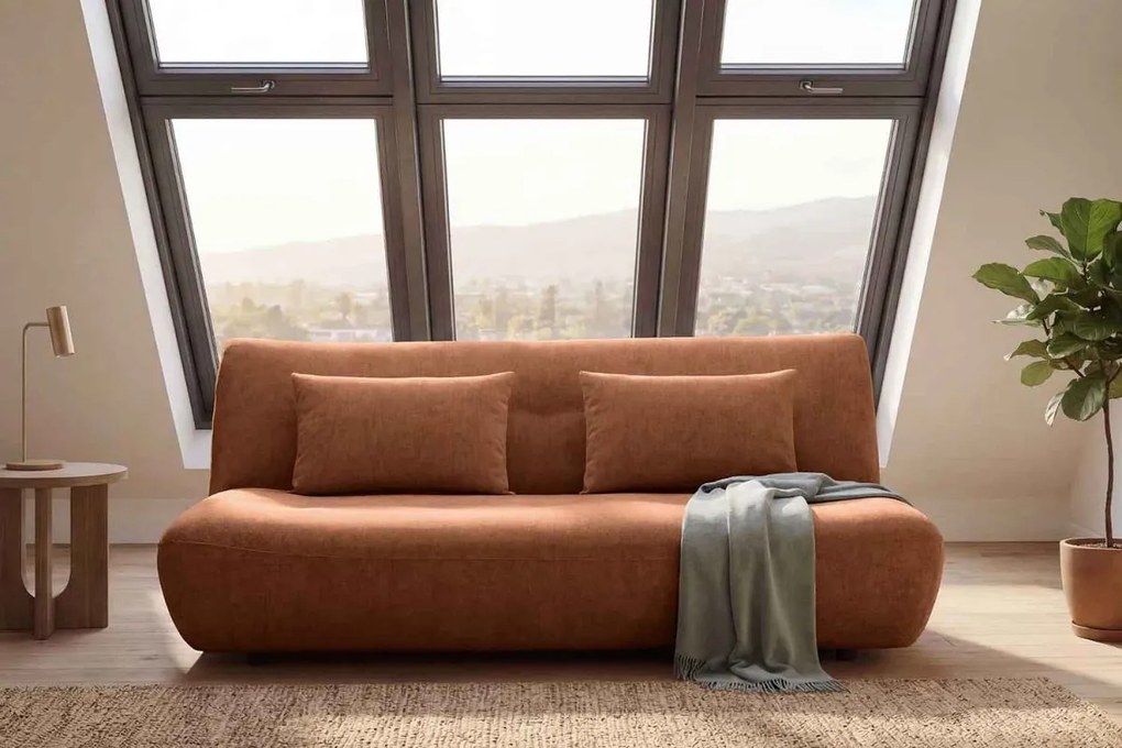 Designová rozkládací pohovka Litonya 200 cm rezavě-hnědá