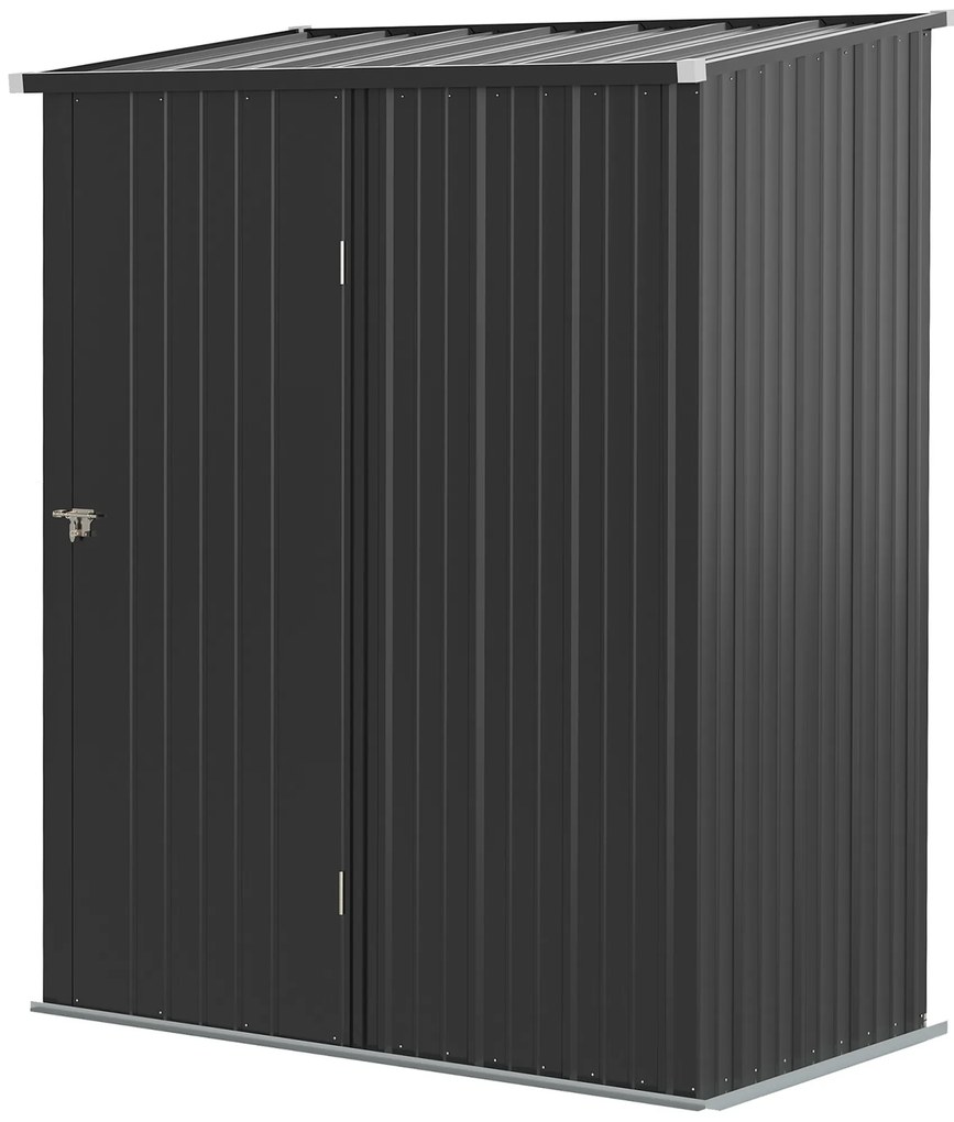 Outsunny zahradní přístřešek 1,34 m² Uzamykatelný zahradní přístřešek se střechou z pozinkované oceli, 161,5x94,5x196cm, černý| Aosom
