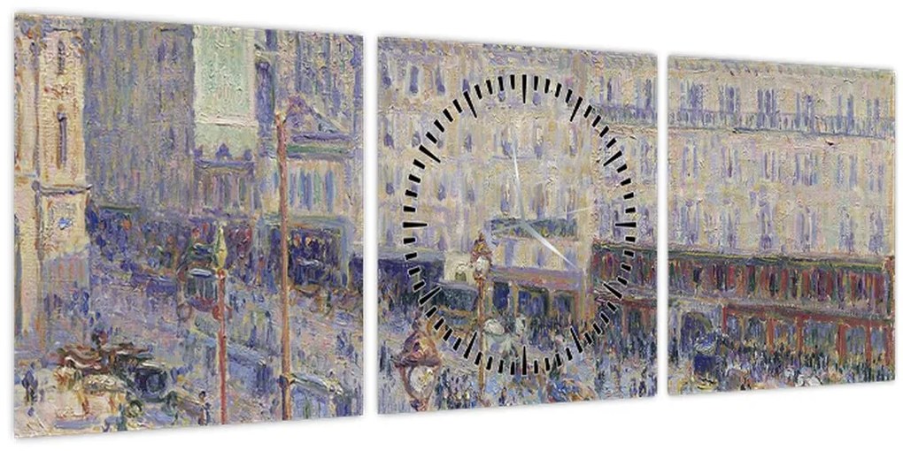 Obraz - Camille Pissarro, The Place du Havre, reprodukce (s hodinami) (90x30 cm)