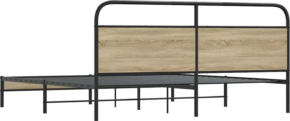 Kovový rám postele bez matrace kouřový dub 200 x 200 cm 3318672