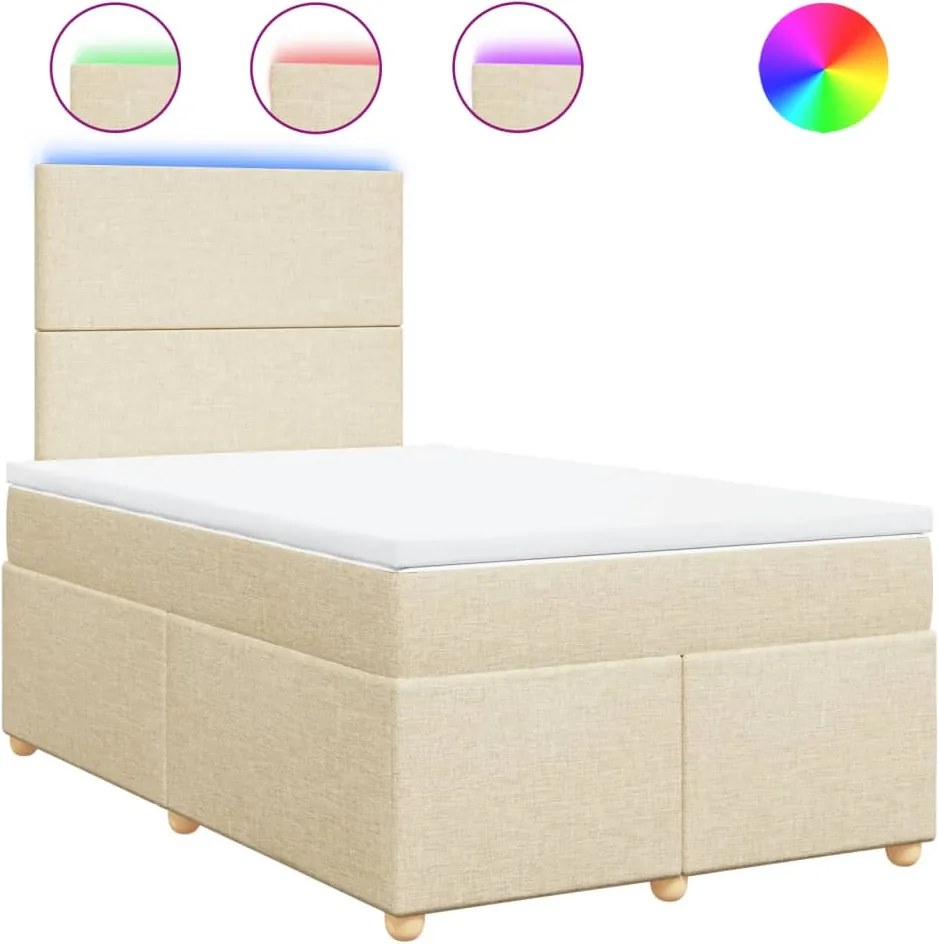 Box spring postel s matrací krémová 120x200 cm textil 3293545