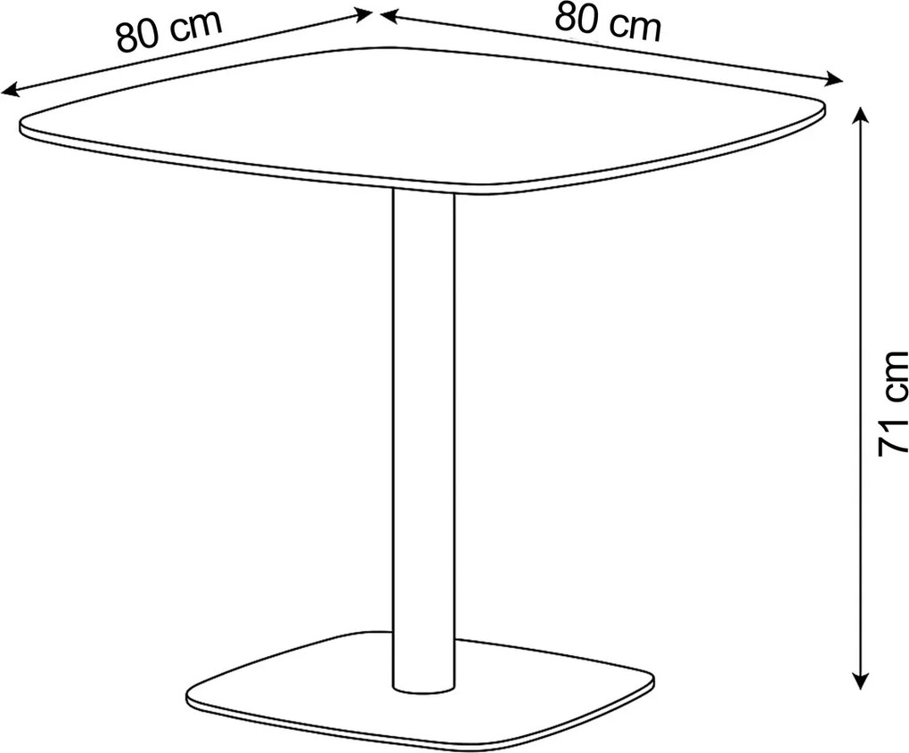 Jídelní stůl 80x80cm, mdf, dub, DT-X7117 OAK
