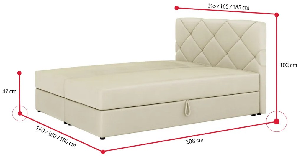 Expedo Čalouněná postel boxspring SCARLETT + topper, 180x200, itaka 33