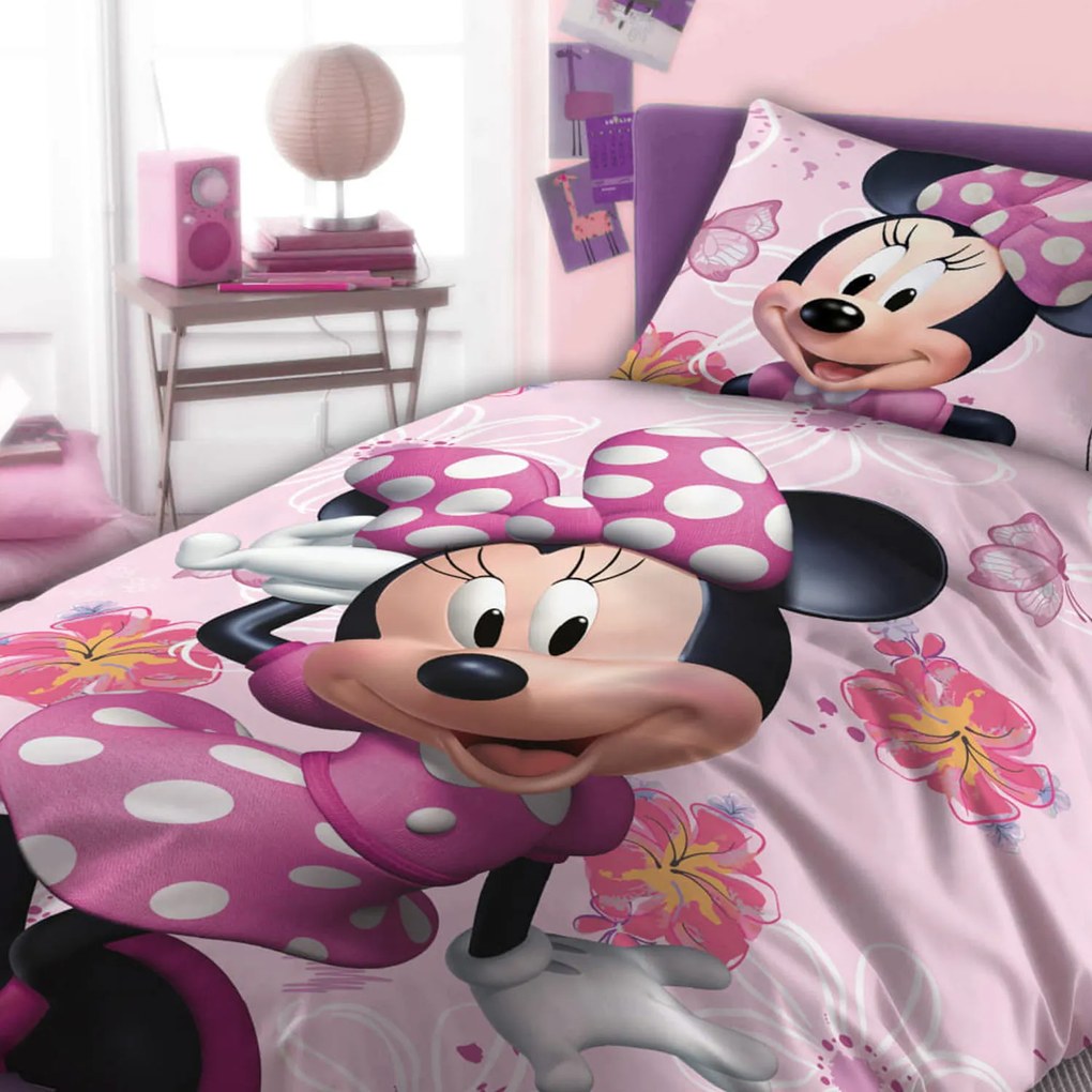 Faro DĚTSKÉ BAVLNĚNÉ POVLEČENÍ MINNIE MOUSE 140X200 CM, 1KS 70X90 CM VZOROVANÉ