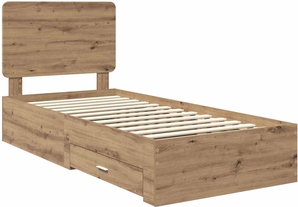 Rám postele s čelo Artisanový dub 90 x 190 cm Kompozitní dřevo 3412845