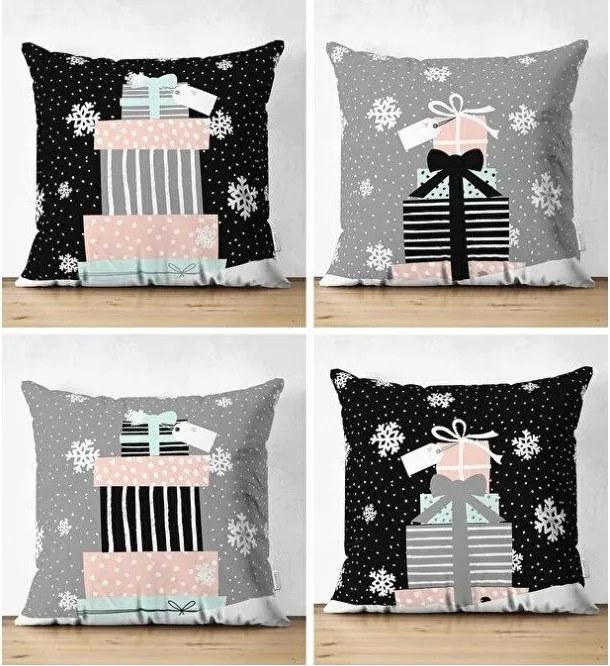 Povlaky na polštáře v sadě 4 ks s vánočním motivem 43x43 cm Merry Christmas – Mila Home