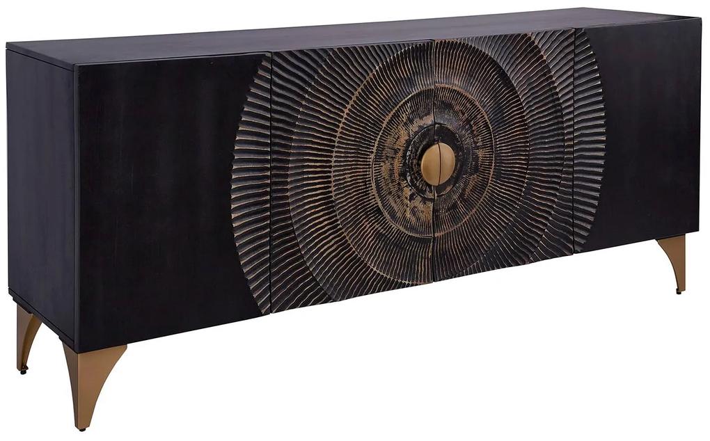 Designová komoda Venetia 177 cm černo-zlatá
