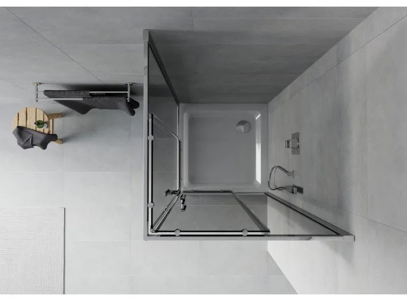 Mexen Rio čtvercový sprchový kout 70 x 70 cm, šedé sklo-chromový profil+ sprchová vanička, 860-070-070-01-40-4010