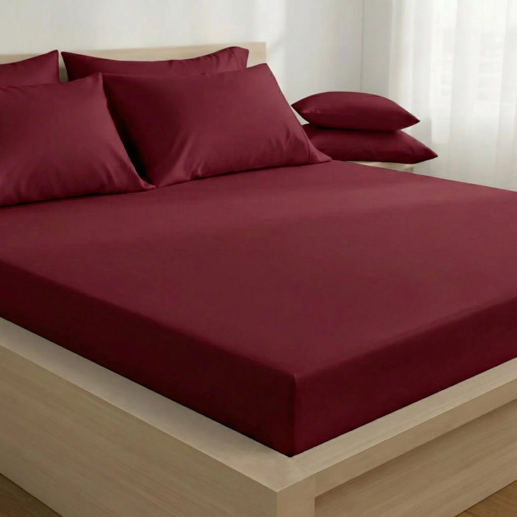 Kvalitex Saténové prostěradlo s gumou vínové 120x200cm