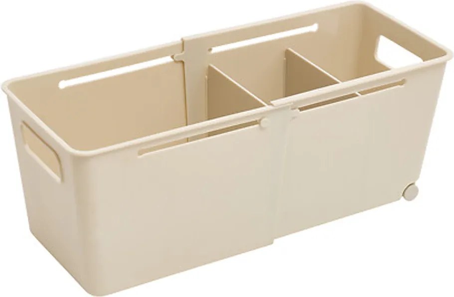 5Five® Úložný koš EXTENS - M, béžový, nastavitelný, s kolečky, 27-38,5 × 15 × 15 cm