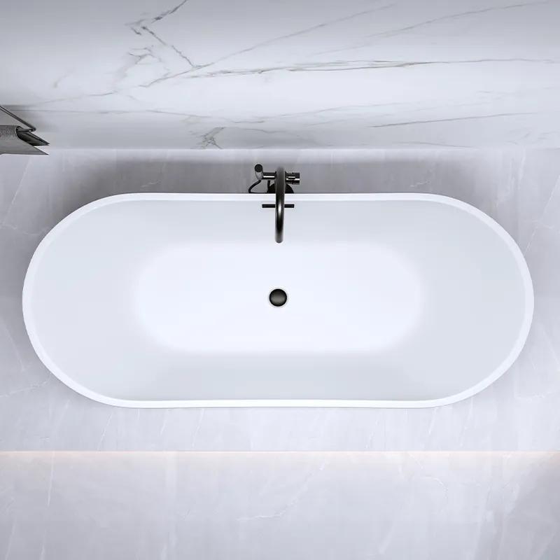 BPS-koupelny Volně stojící akrylátová vana HYD-RIC513B 160x75 bílá/černá, odtokový komplet černý