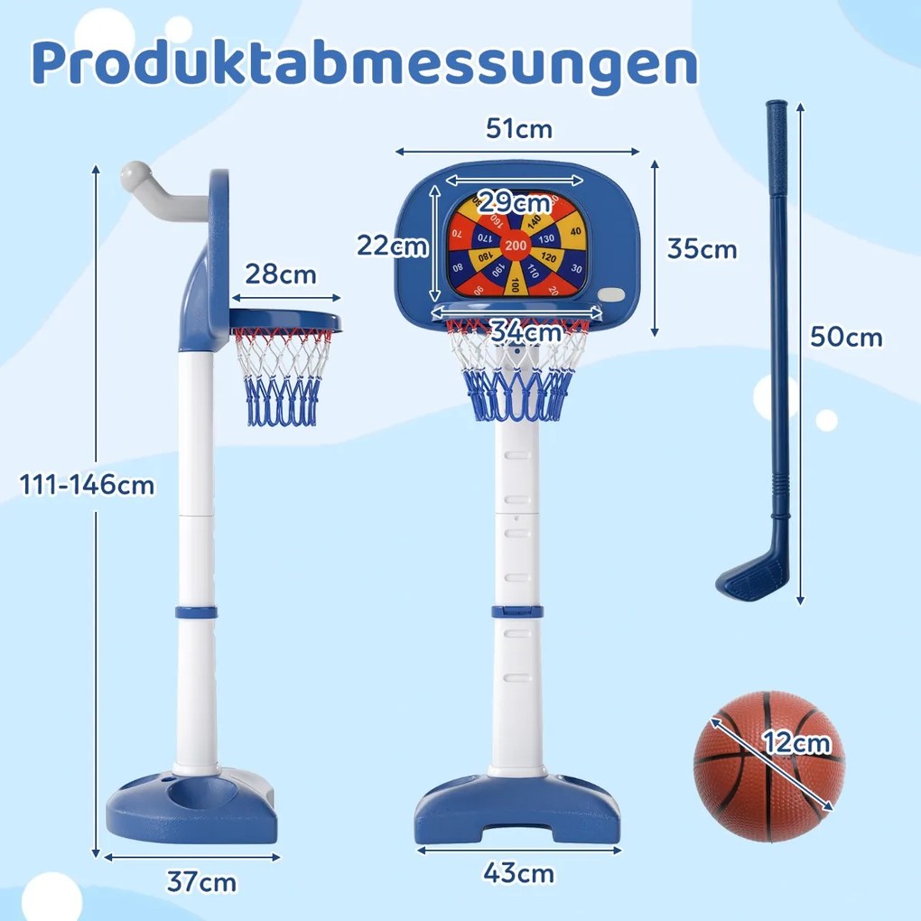 Costway 4 v 1 Sada dětských basketbalových košů 100-140 cm Výškově nastavitelný
