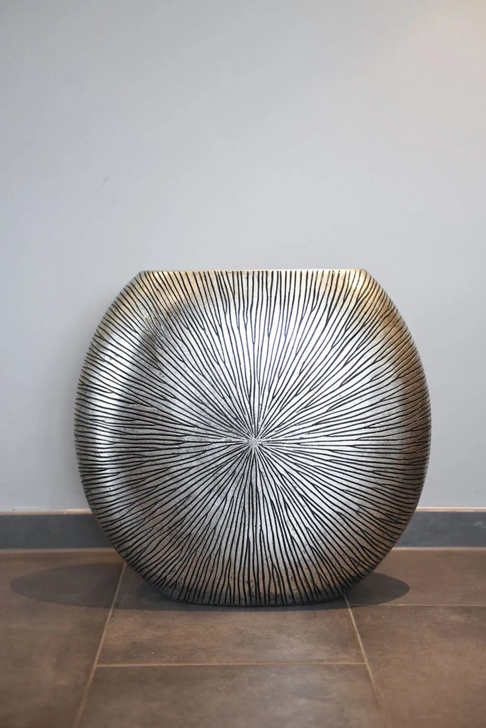 Dekorativní podlahová váza ATENA, sklolaminát, výška 50 cm, stříbrno-černá