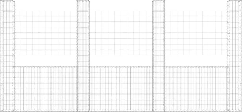 Gabionový koš ve tvaru U s 5 sloupky železo 500 x 20 x 200 cm 151292