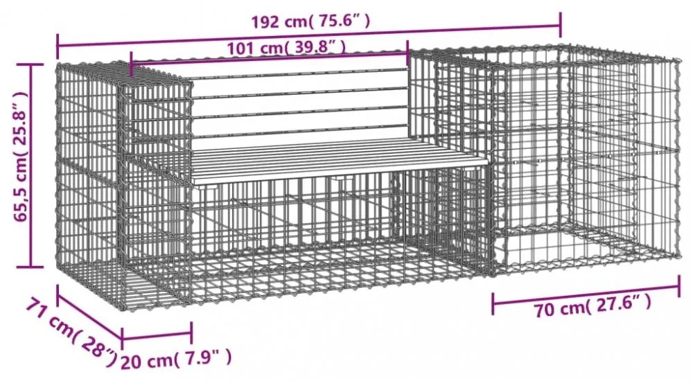 Zahradní gabionová lavice Dekorhome