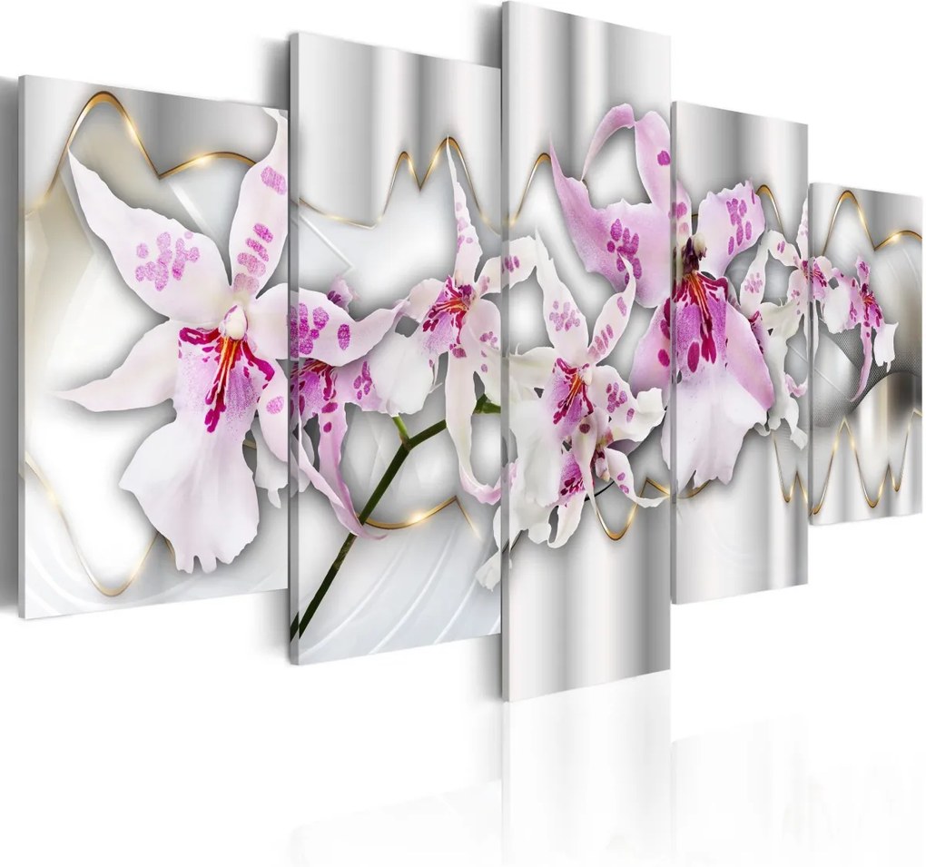 Pětidílný obraz magická orchidej + háčky a hřebíčky ZDARMA Velikost (šířka x výška): 200x100 cm
