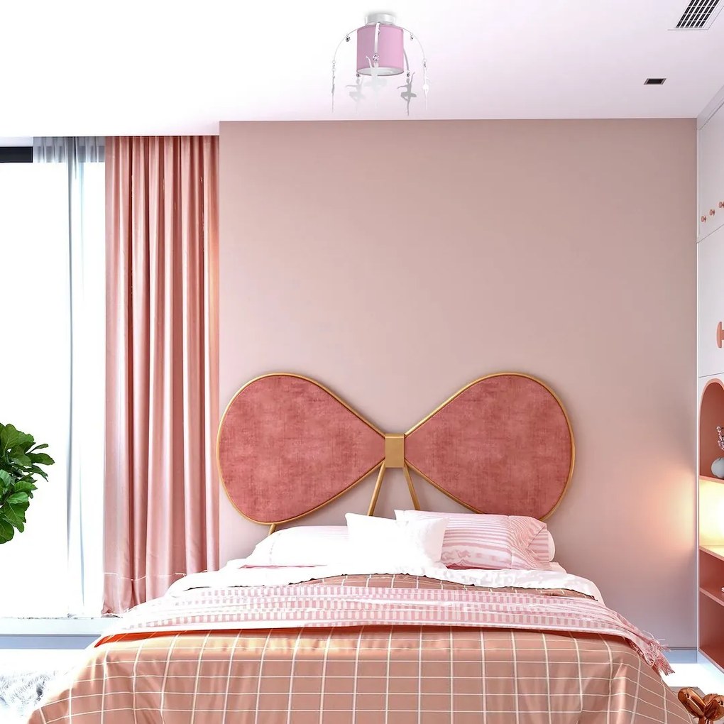 Dětské stropní svítidlo Baletnica white, 1x růžové textilní stínítko, w